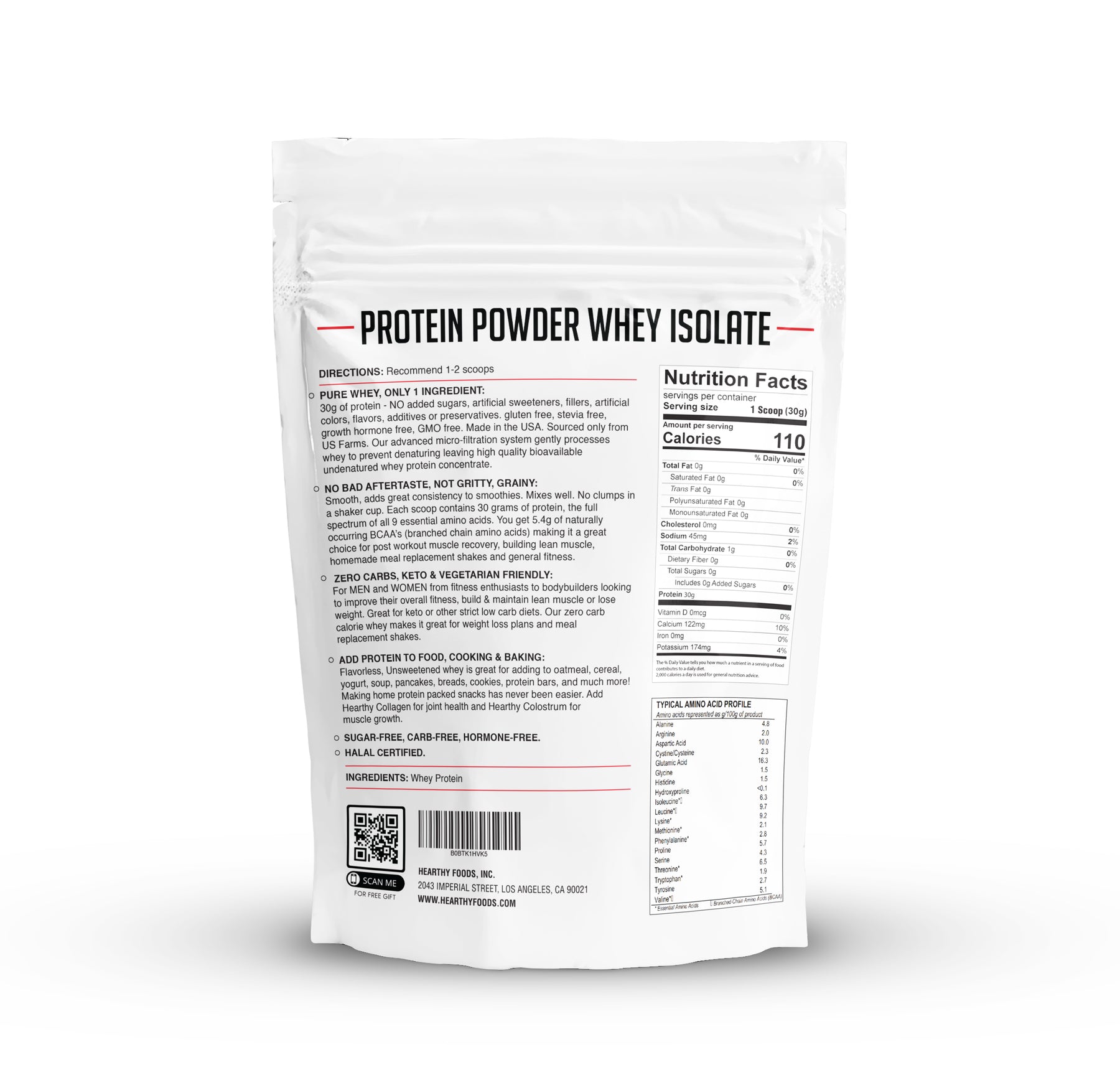 Whey Protein Powder Isolate Unsweetened No Carbs and No Fat- 2 pounds ...
